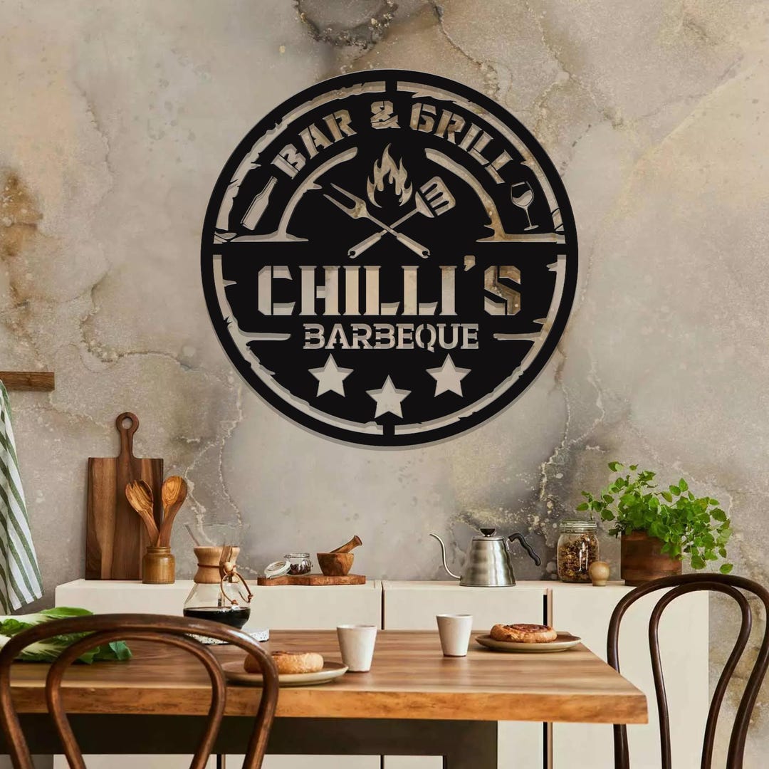 Personalized Metal Barbecue Wall Sign, Custom Grill Name Sign, Barbecue ...