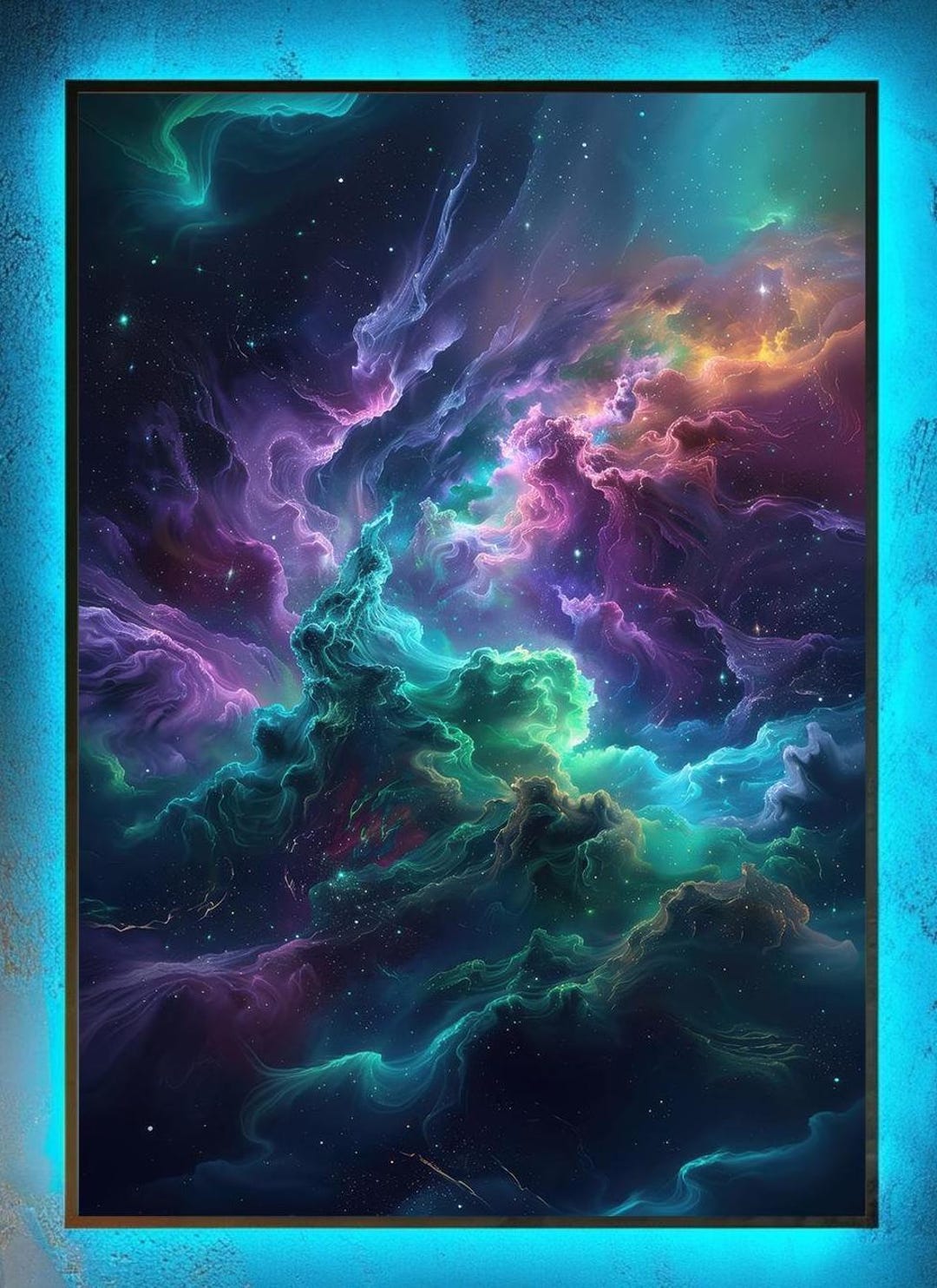 Vibrant Cosmic Nebula Digital Wall Art | Colorful Space Fantasy Print ...