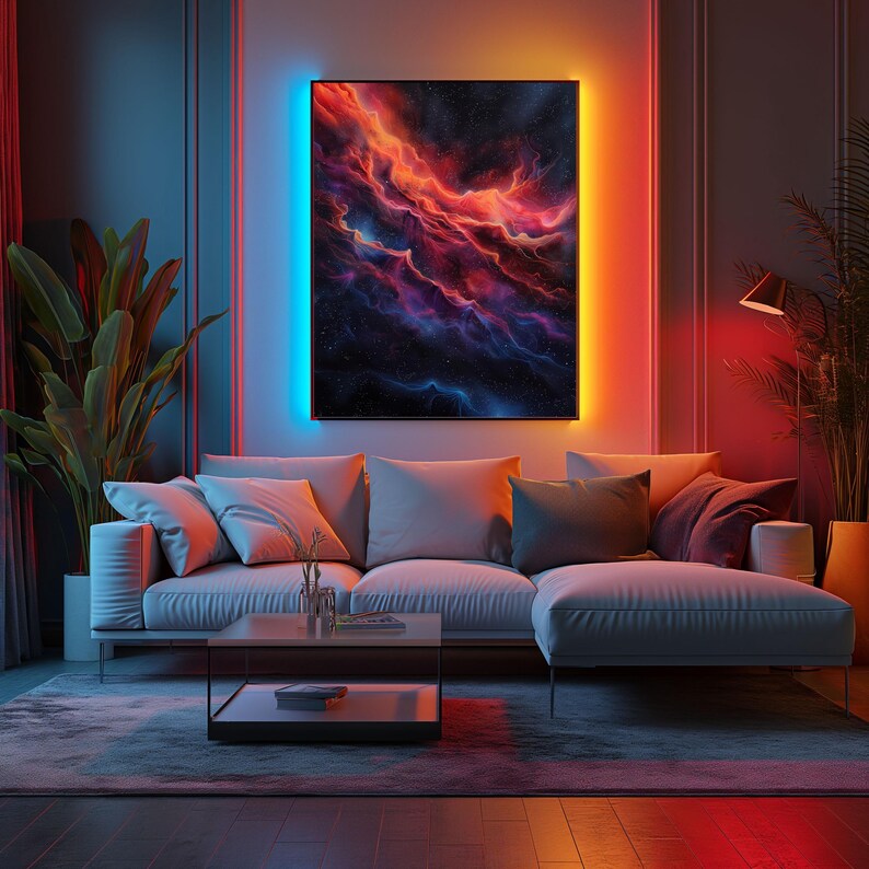 Vibrant Cosmic Nebula Wall Art | Abstract Space Cloudscape Print ...