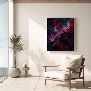 Red and Blue Cosmic Nebula Digital Wall Art | Surreal Galaxy Space ...