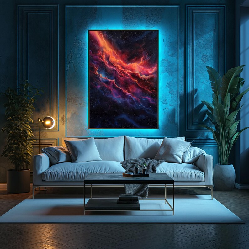 Vibrant Cosmic Nebula Wall Art | Abstract Space Cloudscape Print ...
