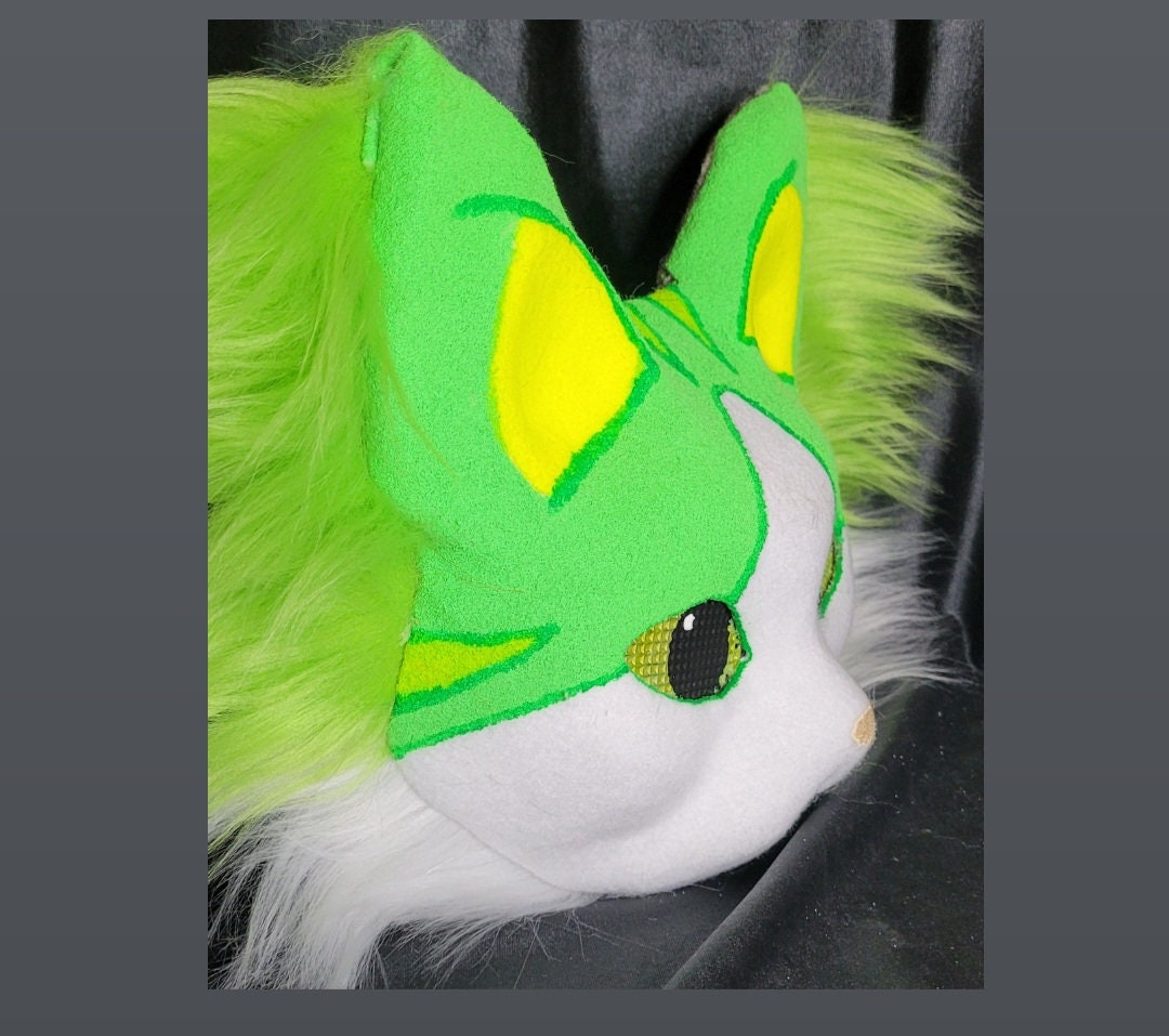 Neon Green Cat Therian Mask - Etsy