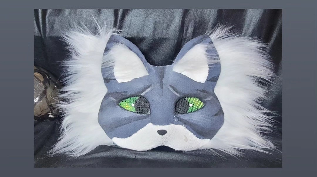 Sad Gray Cat Therian Mask With Tears - Etsy