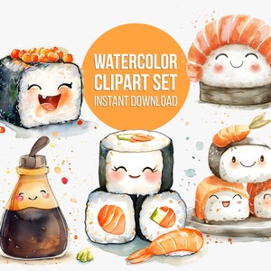 Cute Sushi Clipart Set, Decor Graphics, Instant Download - Etsy
