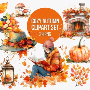 Cozy Autumn Clipart Set, Decor Graphics, Instant Download - Etsy