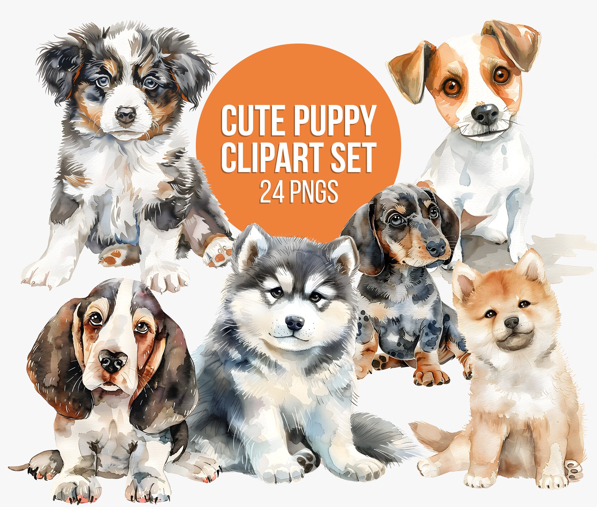 Adorable Puppies Clipart Set, Decor Graphics, Instant Download - Etsy