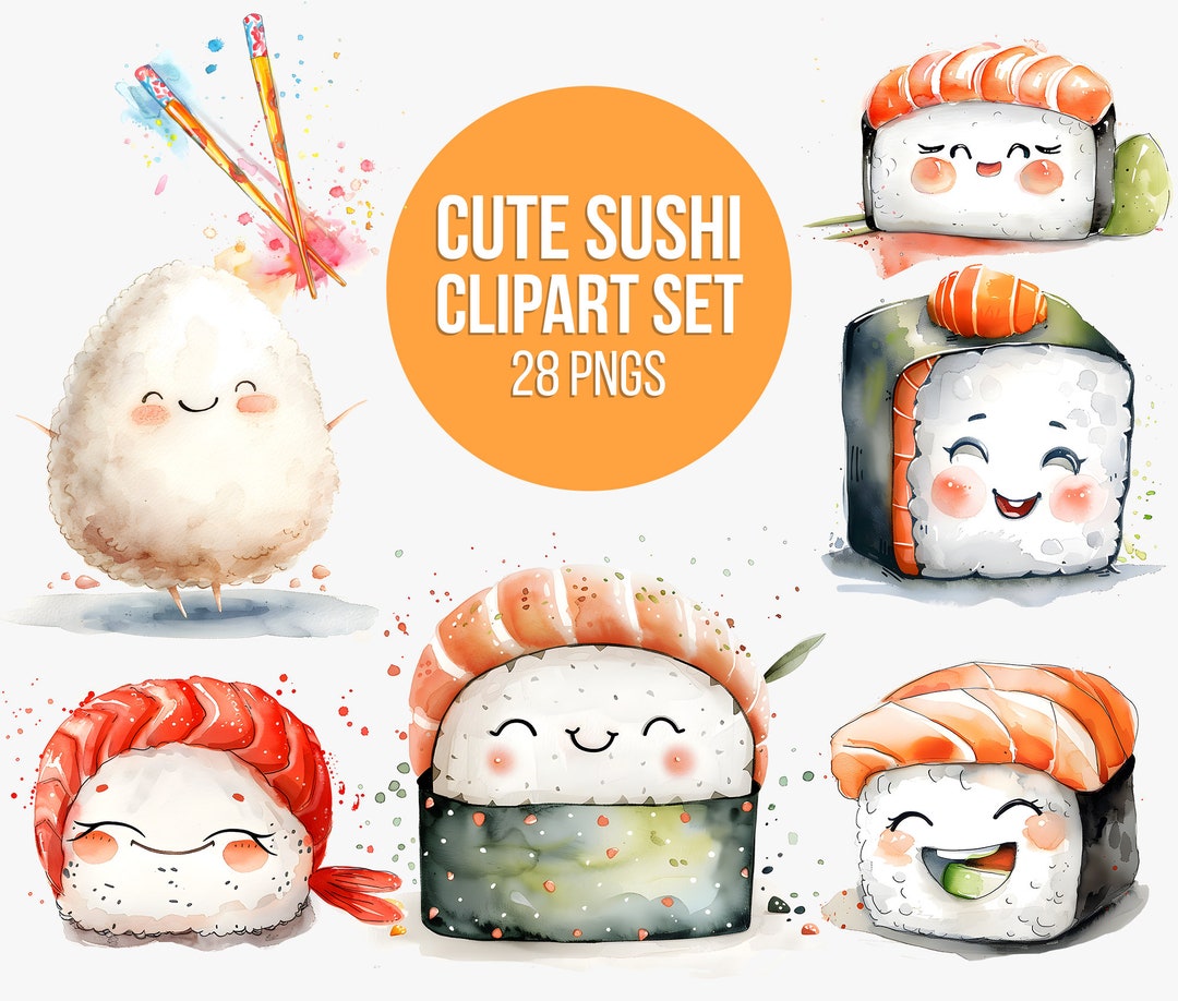 Cute Sushi Clipart Set, Decor Graphics, Instant Download - Etsy