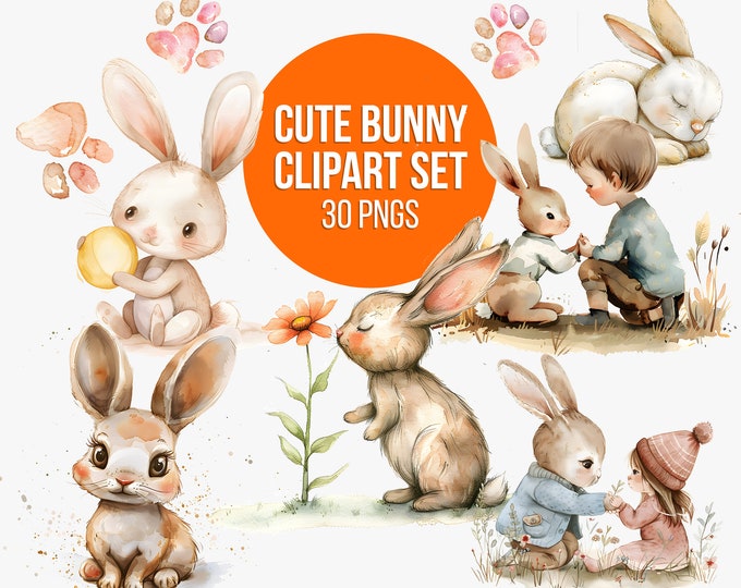 Bunny Clipart Cute Girl Clipart Easter Bunny Clipart Cute Bunny 12 Jpgs ...