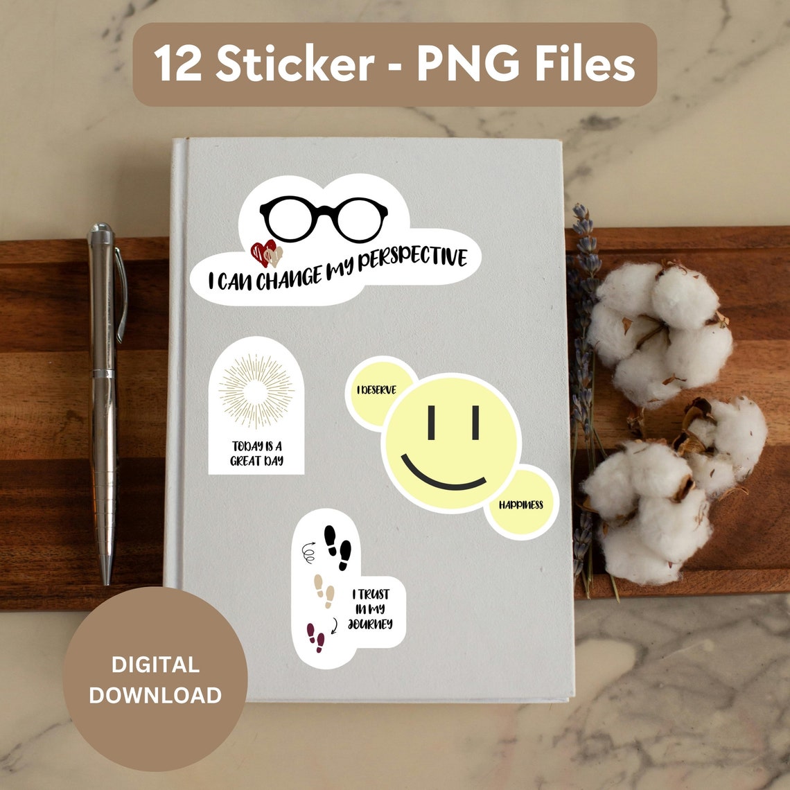Printable Positive Affirmations Stickers Gift, Digital PNG Sticker ...