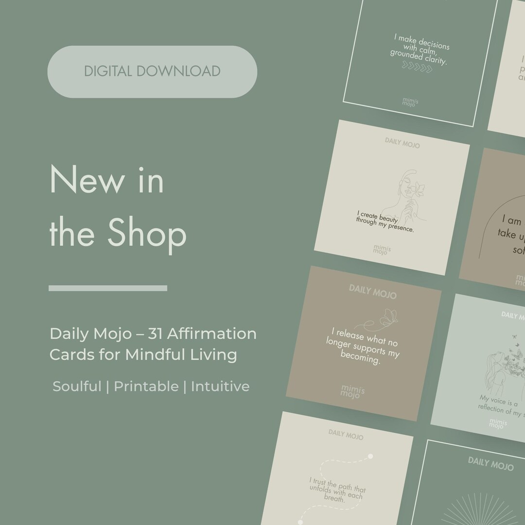 Daily Mojo – 31 Printable Affirmation Cards – Daily Mindfulness & Self ...