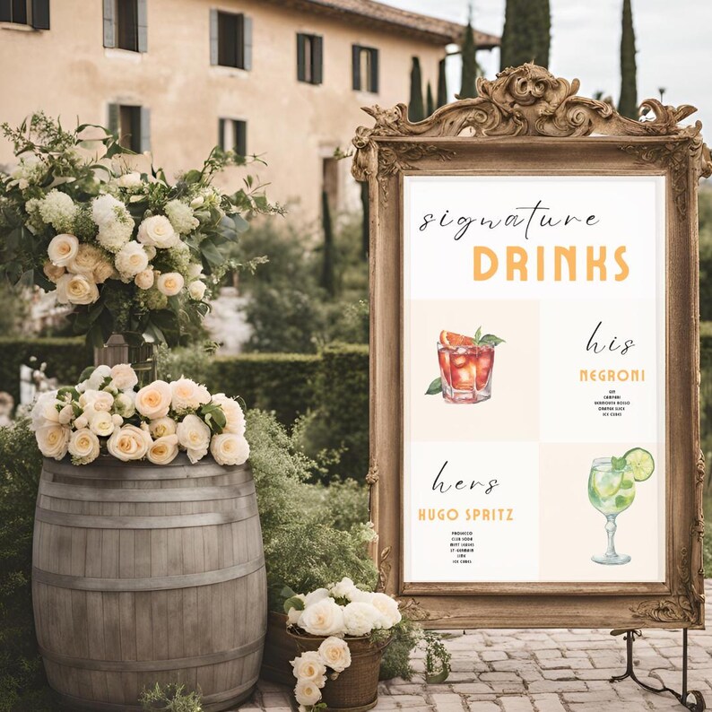 EDITABLE - Signature Drink Sign - Italian Classic and Retro Design for ...