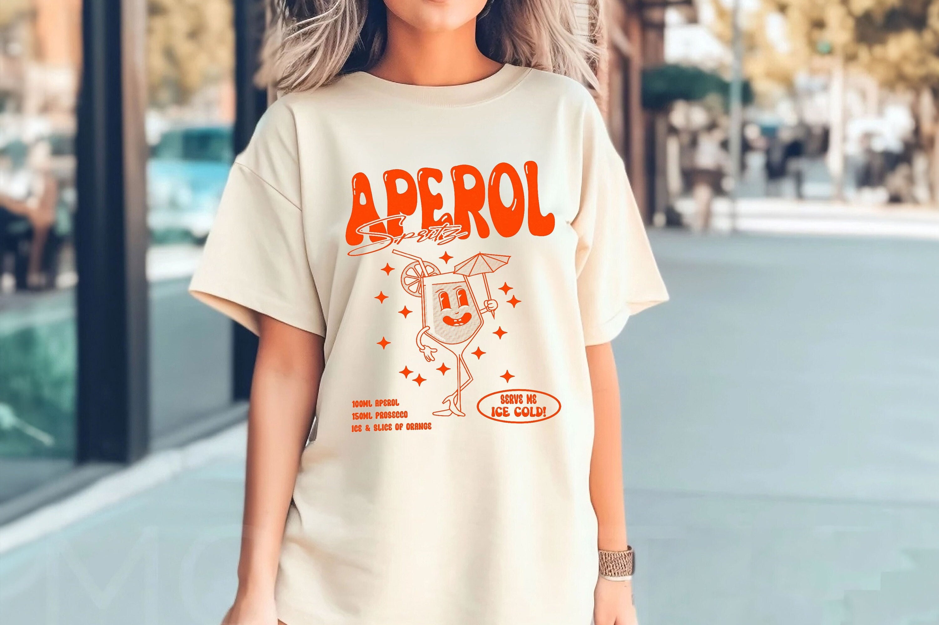 Retro Character Aperol Spritz Shirt, Cocktail Oversize Tee, Aperol ...