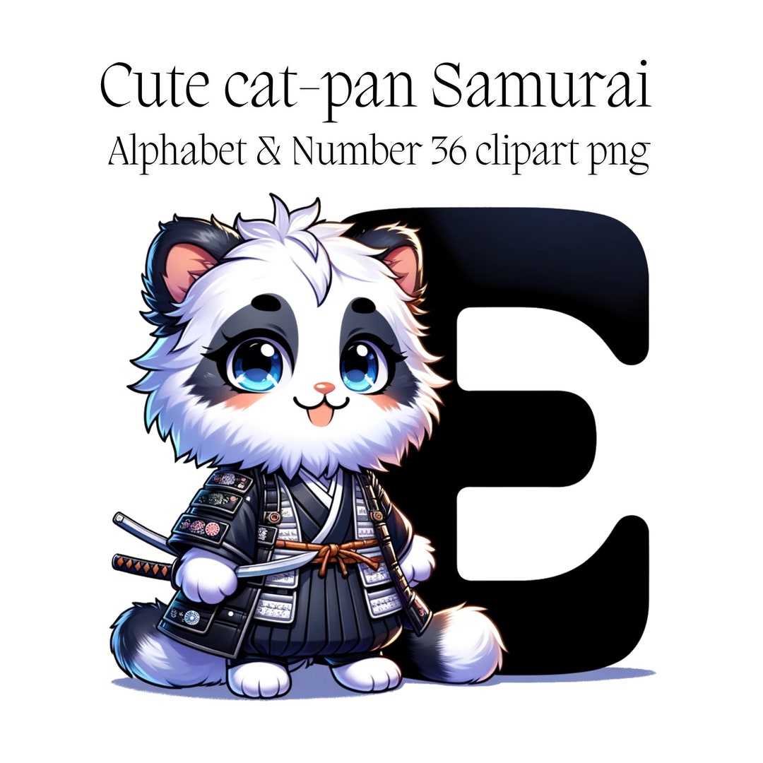 Cute Samurai Alphabet & Number Clipart PNG A-Z 0-9 ,36 PNG Clipart ...