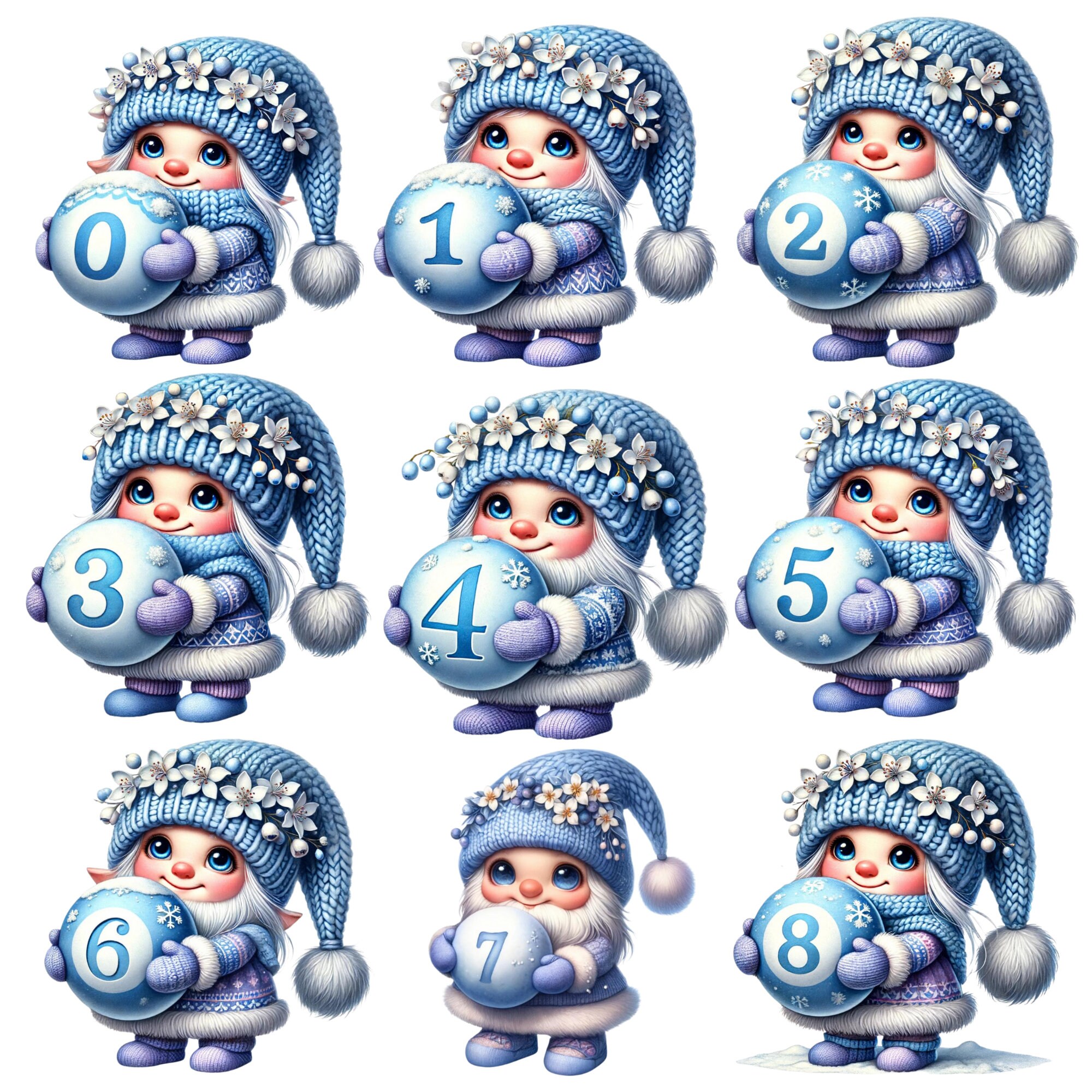 Winter Gnome Alphabet & Number Clipart A-Z 0-9, Gnomes, 36 PNG Letters ...