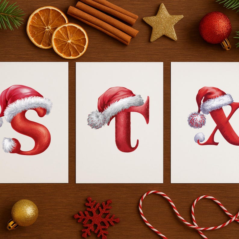 Santa Hat Alphabet PNG: Red Christmas Letters & Numbers Clipart ...