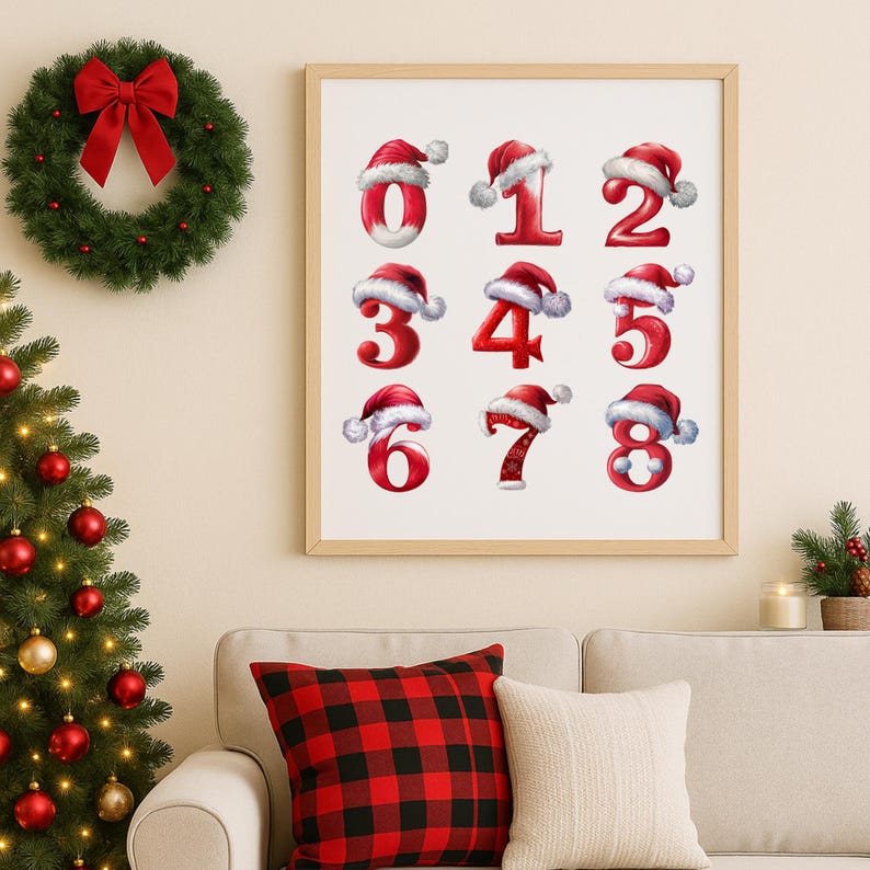 Santa Hat Alphabet PNG: Red Christmas Letters & Numbers Clipart ...