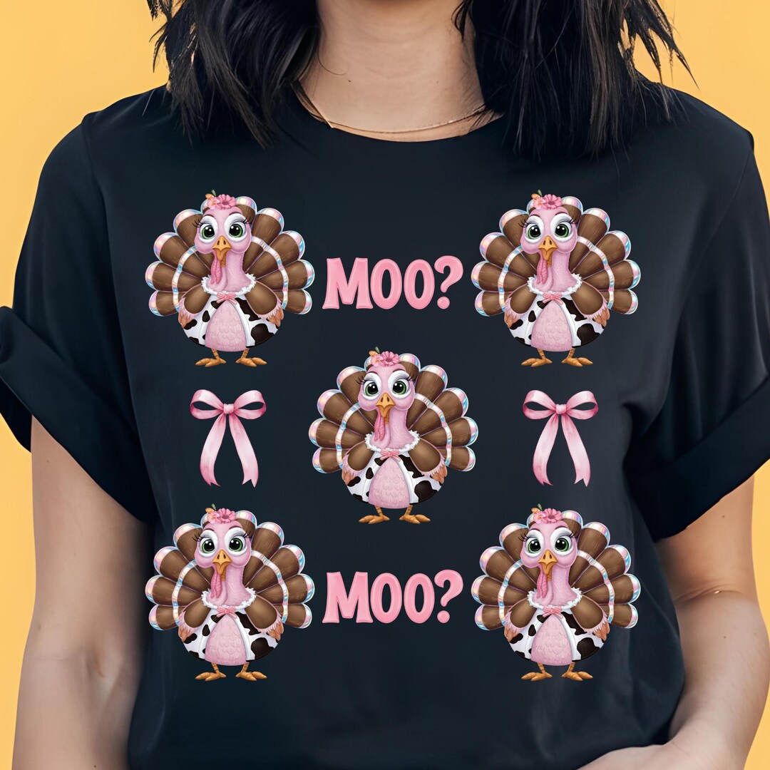 Iridescent Turkey MOO Png, Cute Moo Turkey Design, Coquette Turkey Png ...