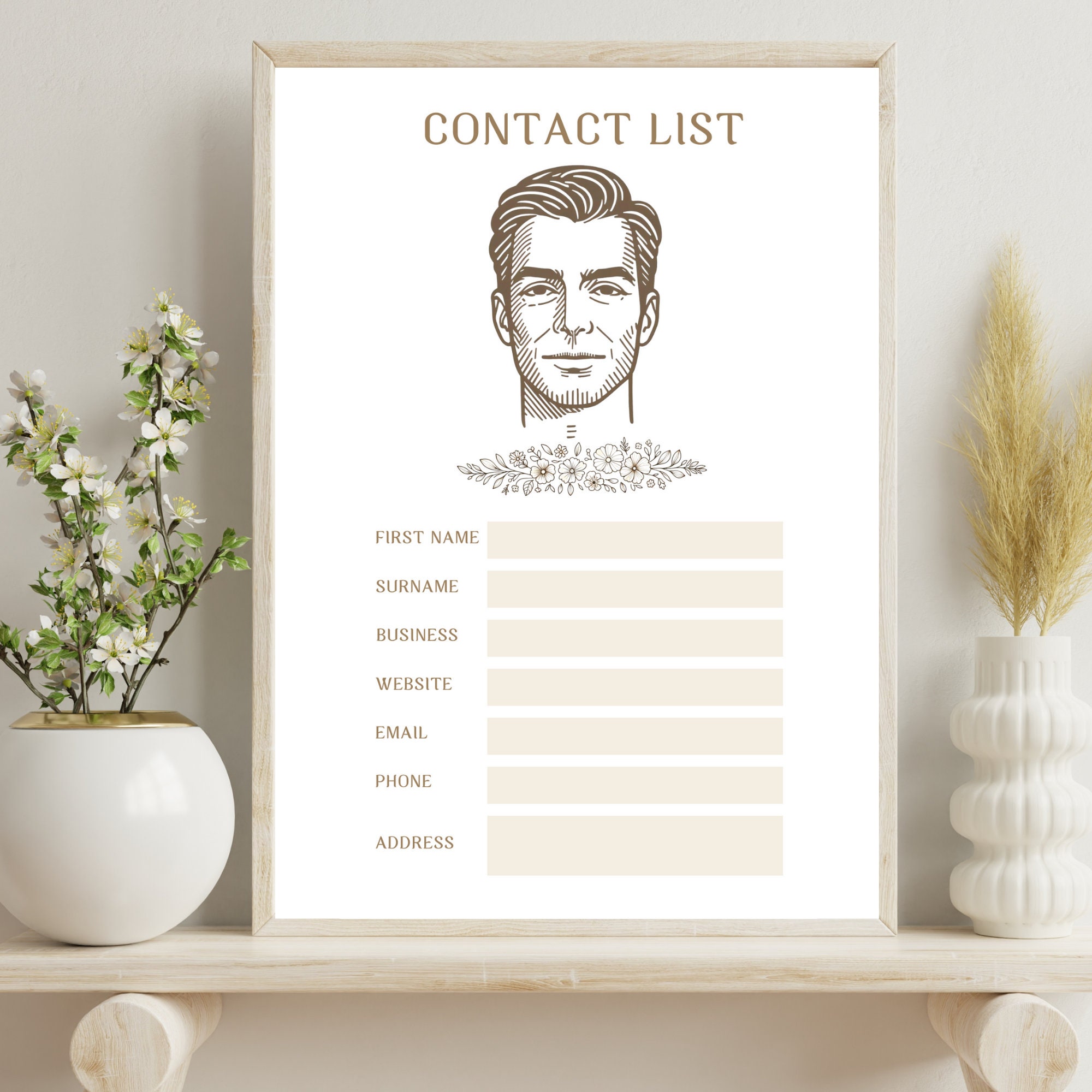 Stylish Contact List Templates Bundle Planner, 7 Unique Portraits ...