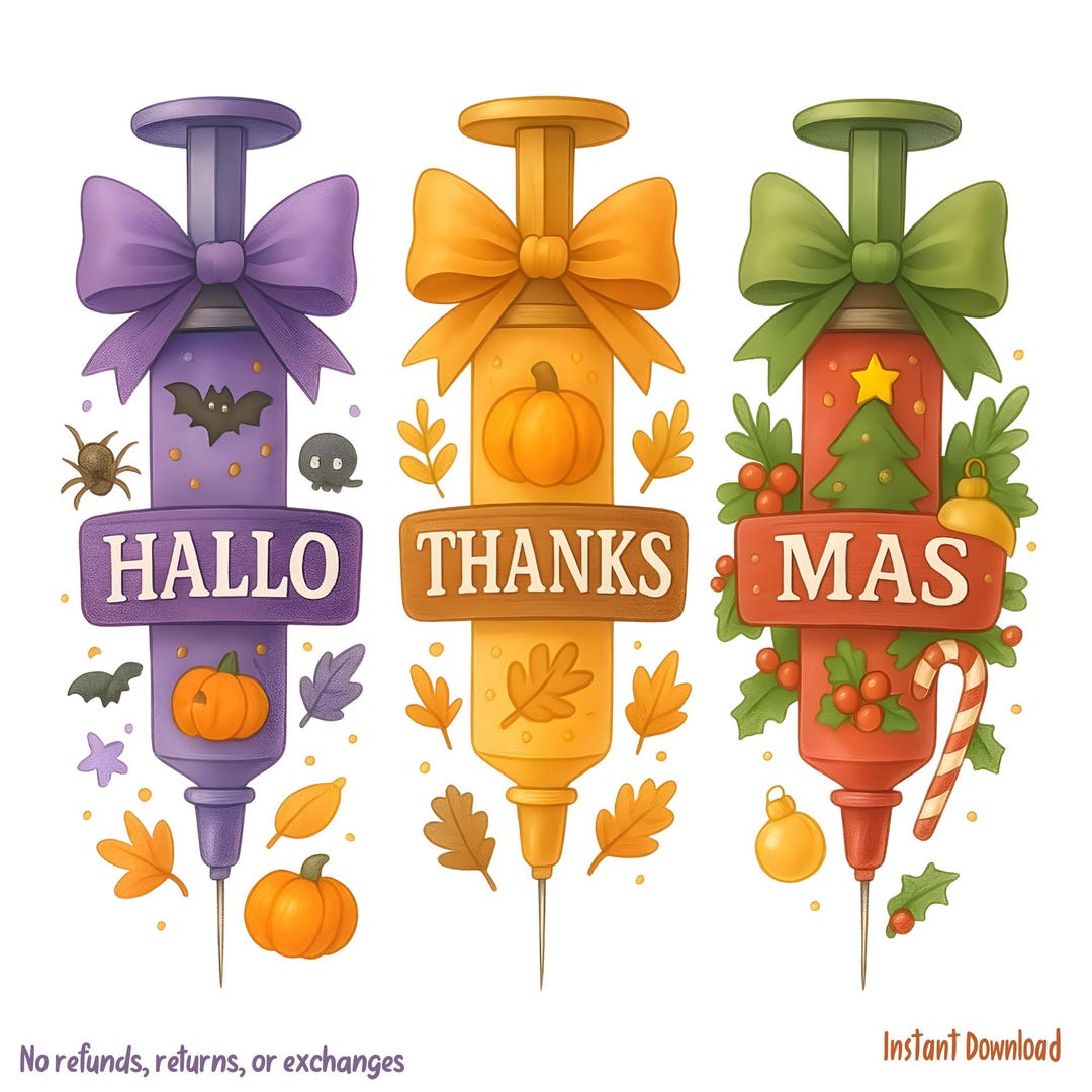 Hallothanksmas Nurse Syringe PNG, Holiday Nurse Clipart for Halloween ...