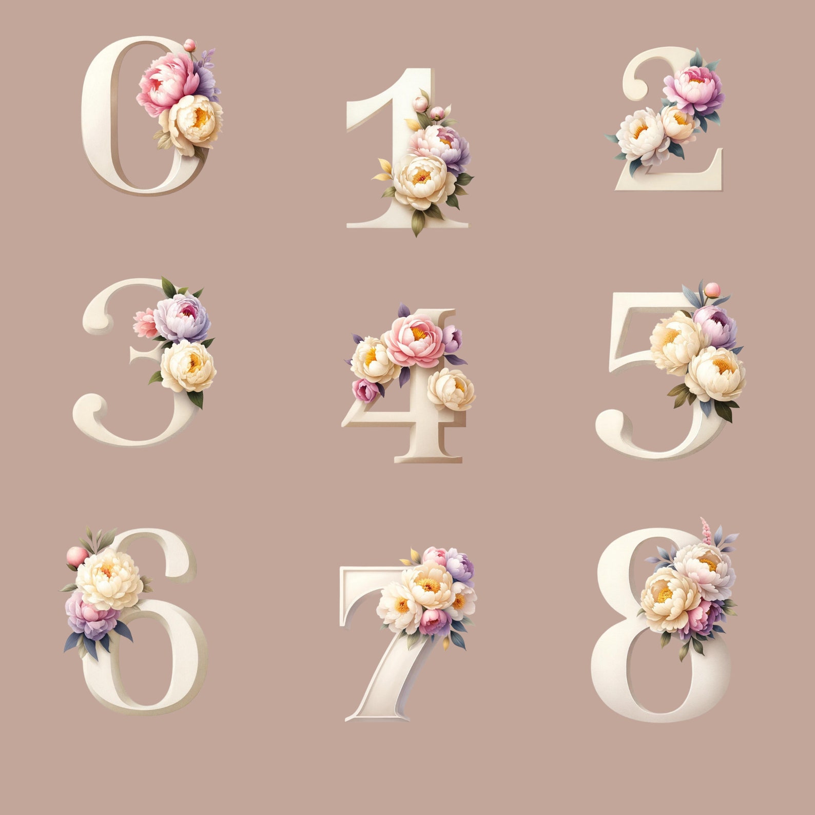 Watercolor Floral Alphabet & Number PNG Clipart, Peony Letters Clipart ...