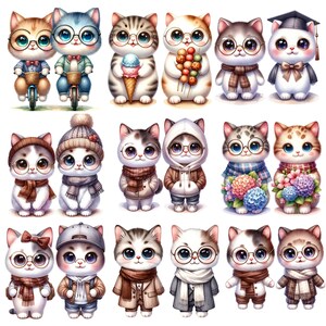 30 Cute Cat Clipart Bundle, Happy Cat Animal Clipart, Cat Illustration ...