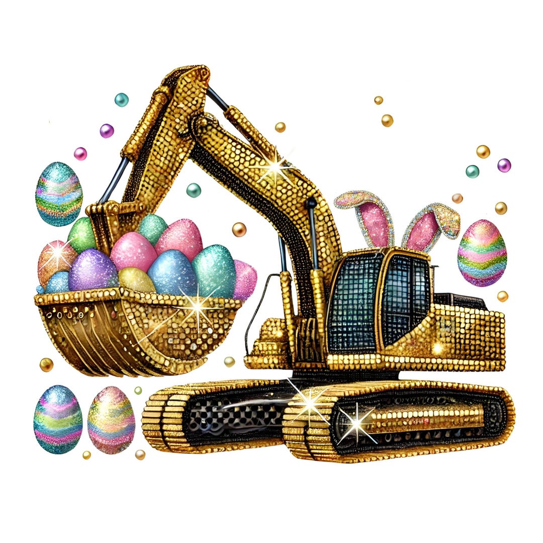 Easter Excavator PNG, Glitter Eggs-cavator Clipart, Cute Digger PNG ...