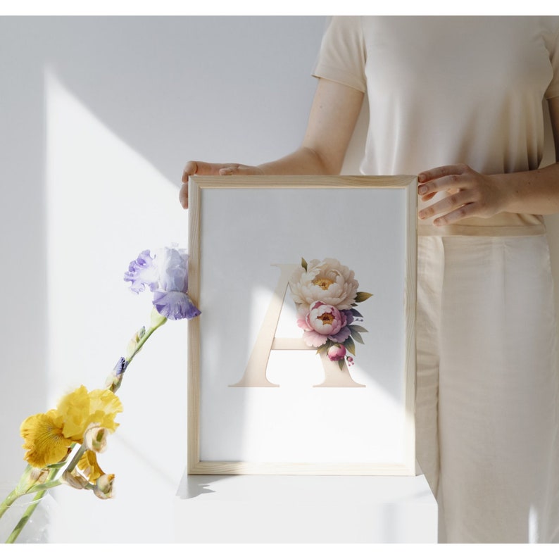 Watercolor Floral Alphabet & Number PNG Clipart, Peony Letters Clipart ...