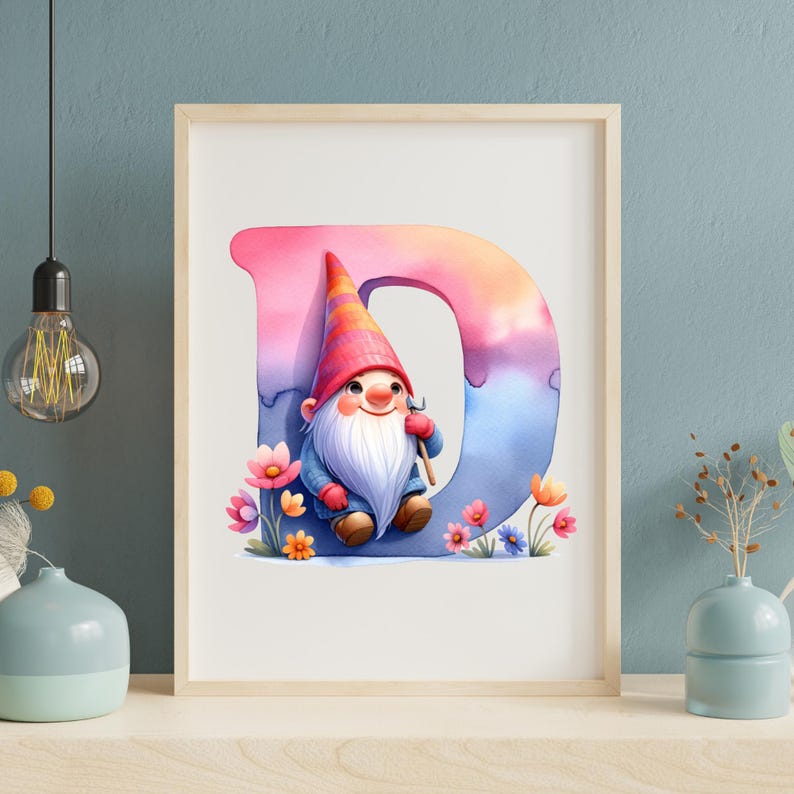 Watercolor Gnome Alphabet A-Z PNG, Cute Gnome Font Clipart Letters ...