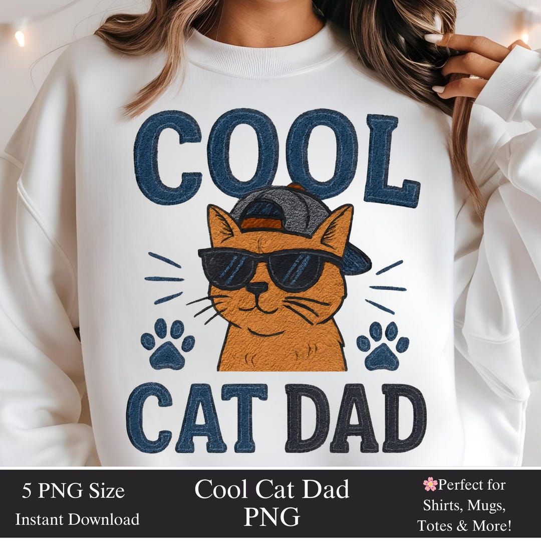 Cool Cat Dad PNG, Retro Funny Cat Shirt Design, Cat Sunglasses Png ...