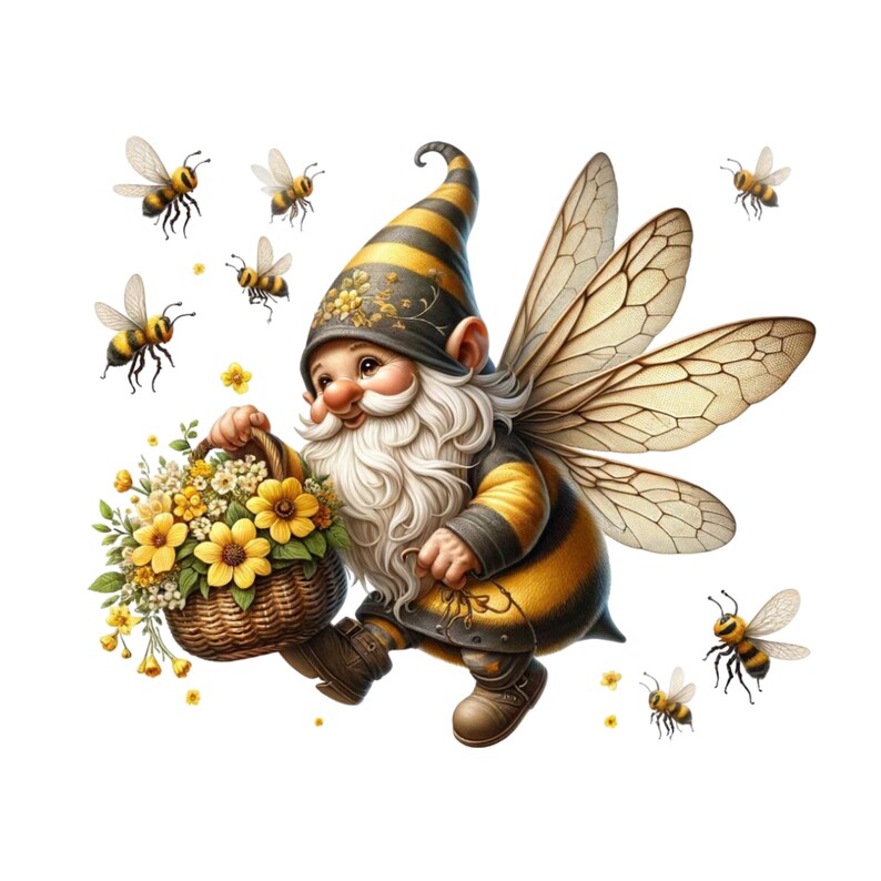 Bee Gnome Alphabet, Number PNG Clipart (36 Files) - Etsy