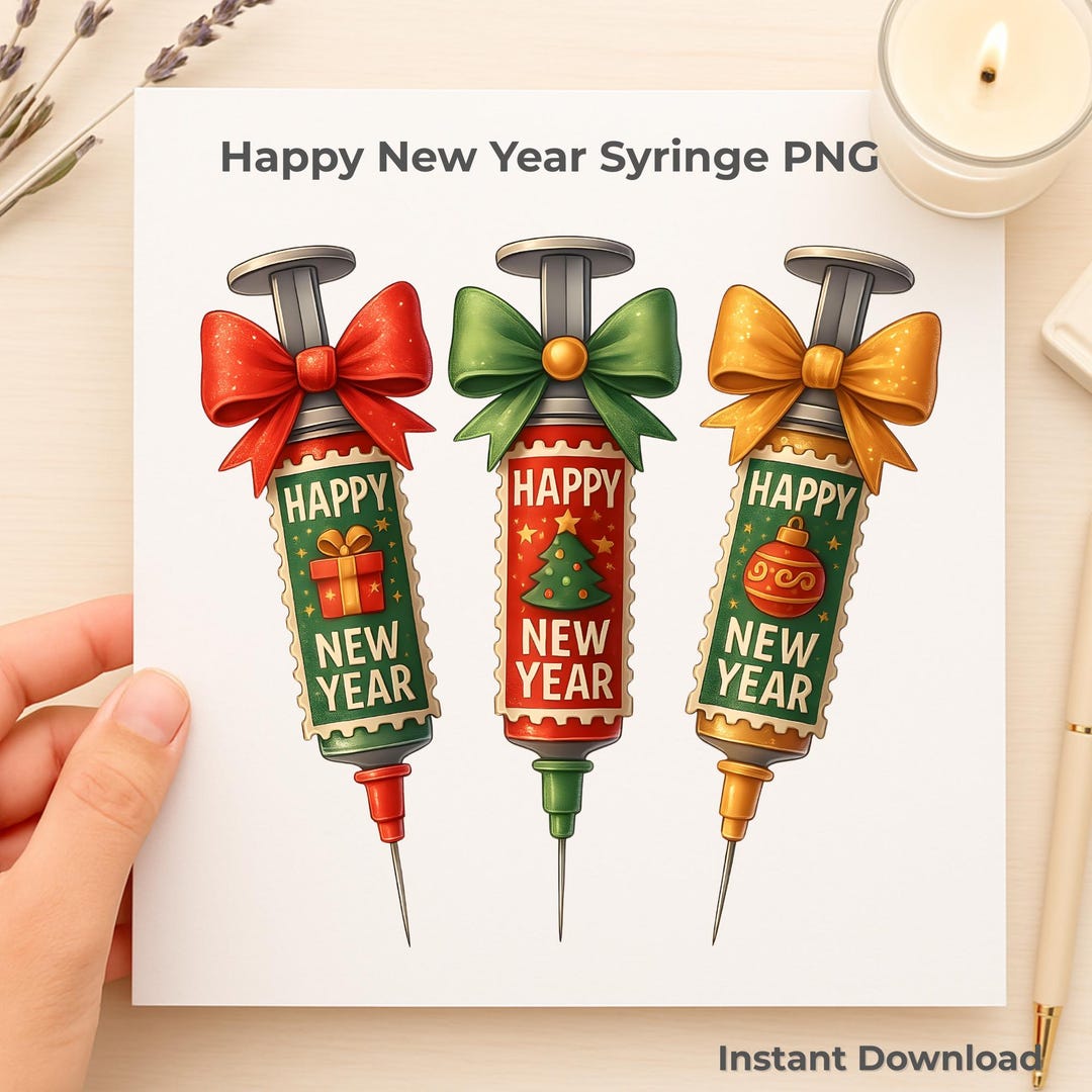 Happy New Year Nurse Syringe PNG : Holiday Nurse Clipart for Christmas ...