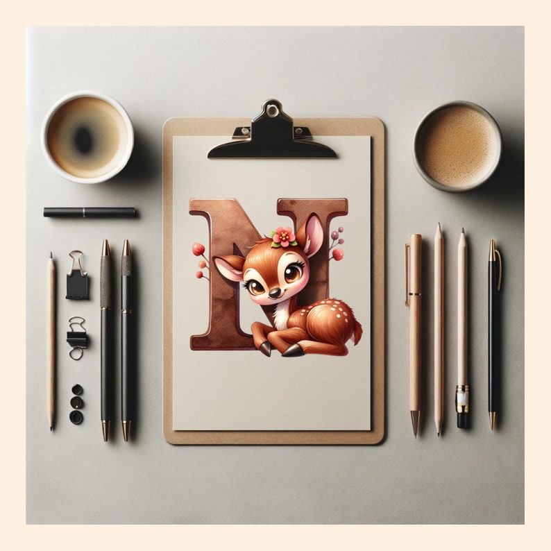 Adorable Fawn-themed Alphabet & Number PNG Clipart A-Z 0-9, 36 PNG ...