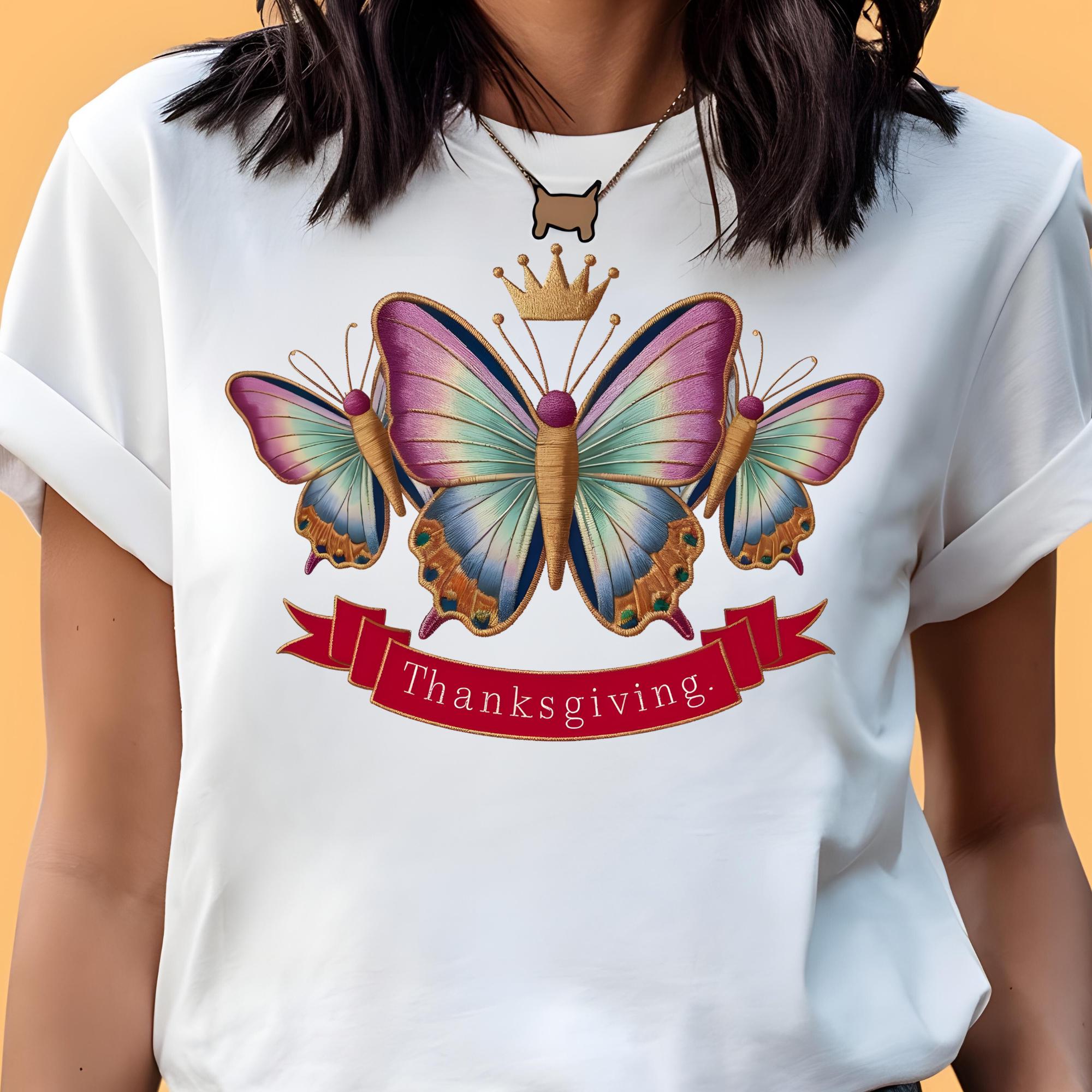 Thanksgiving Butterfly PNG, Embroidery Butterfly Png, Cute Butterfly ...