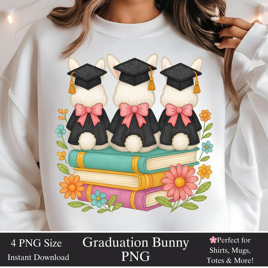 Graduation Bunny PNG, Cute Graduation Rabbits Clipart, Senior 2025 ...