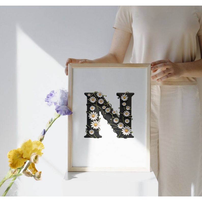 Daisy Floral Alphabet & Number Clipart Set, 36 PNG Clipart, A-Z Flower ...