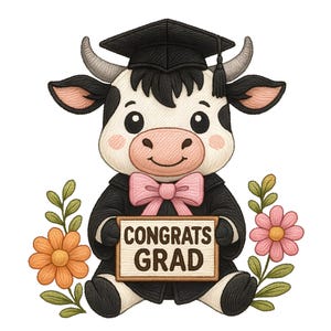 Graduation Cow PNG, Cute Highland Cow Graduation Clipart, Senior 2025 ...