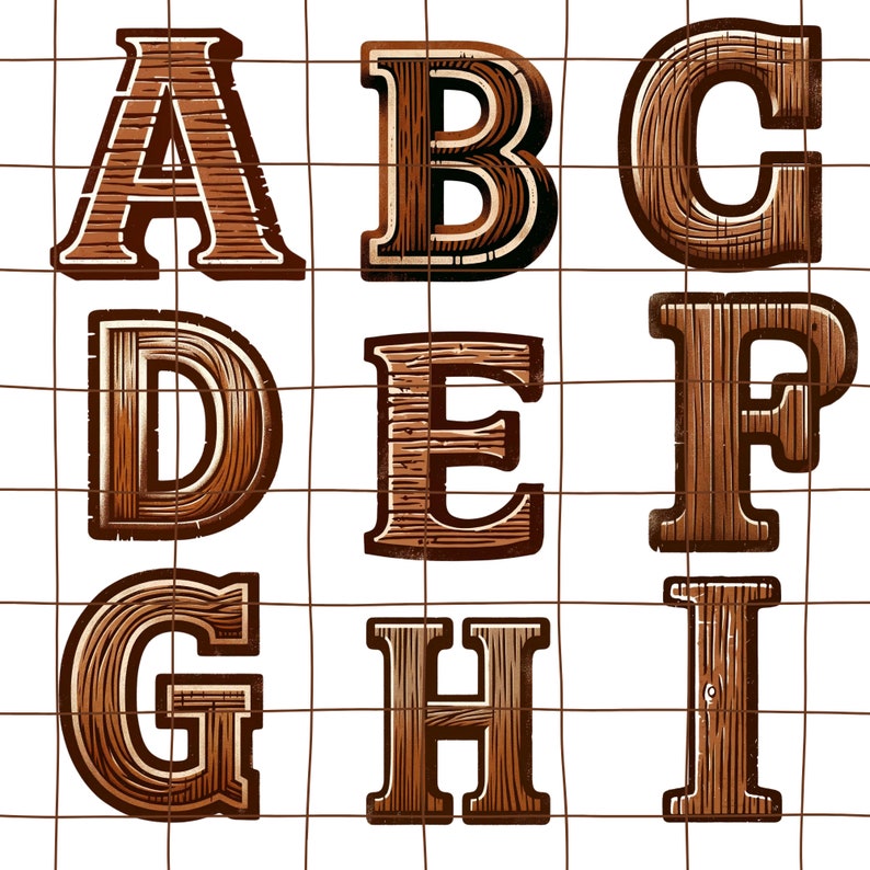 Rustic Wood Alphabet Clipart PNG 26 Letters Clipart, High-res Alphabet ...