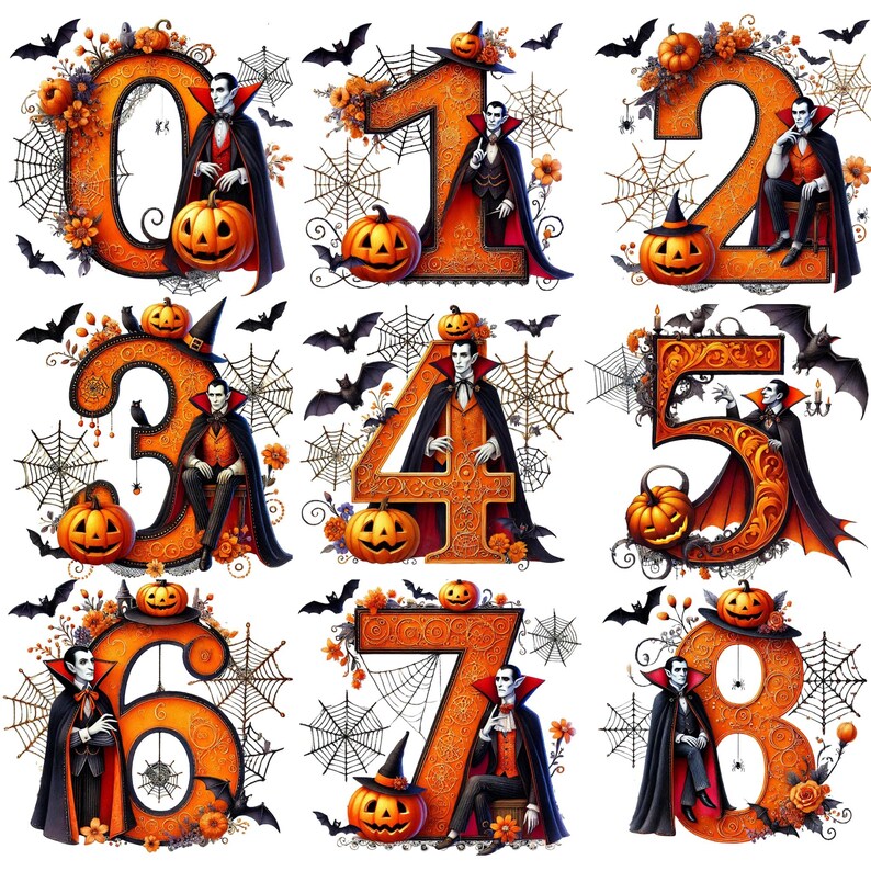 36 Halloween Alphabet PNG Clipart, Spooky Dracula Font, Pumpkin ...