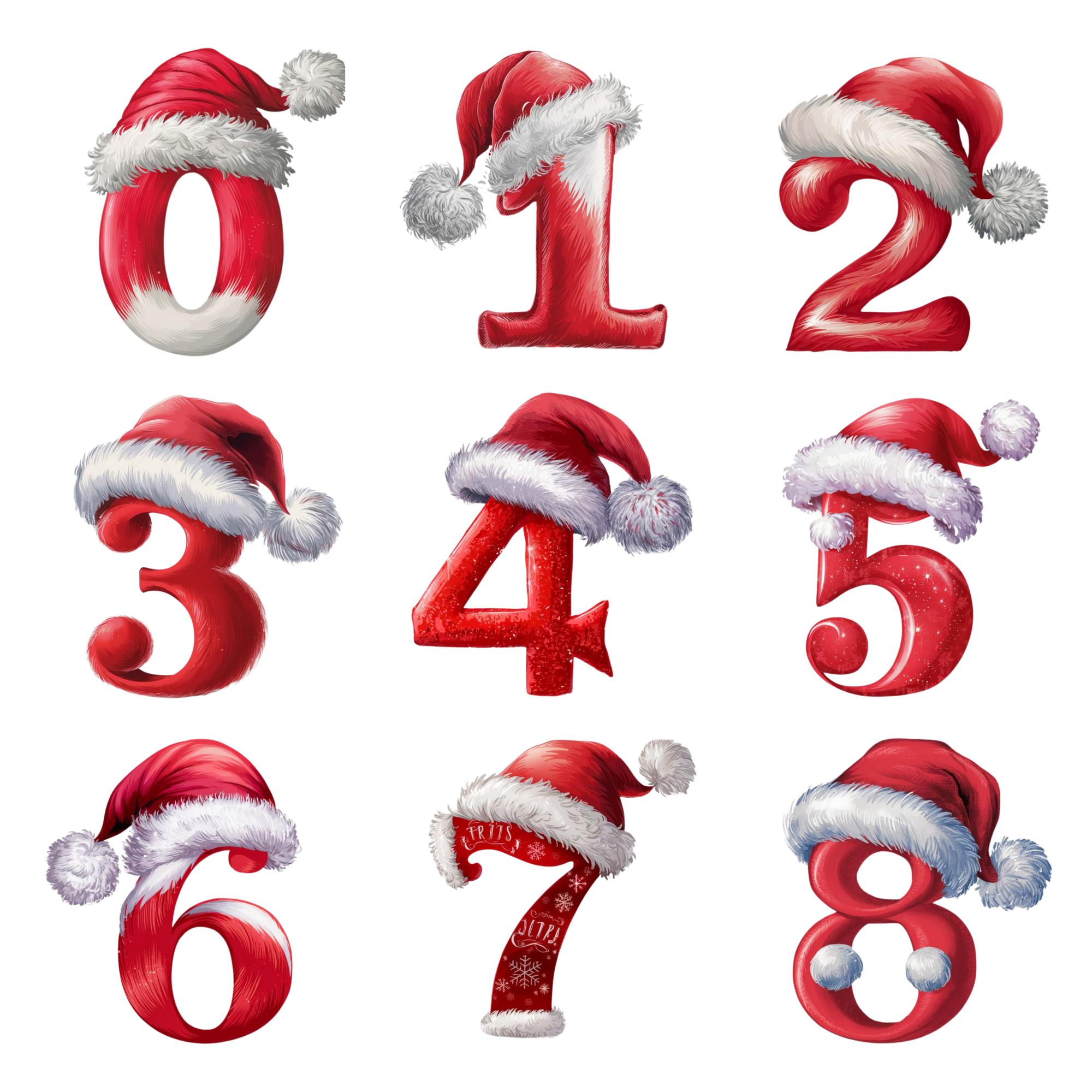 Santa Hat Alphabet PNG: Red Christmas Letters & Numbers Clipart ...