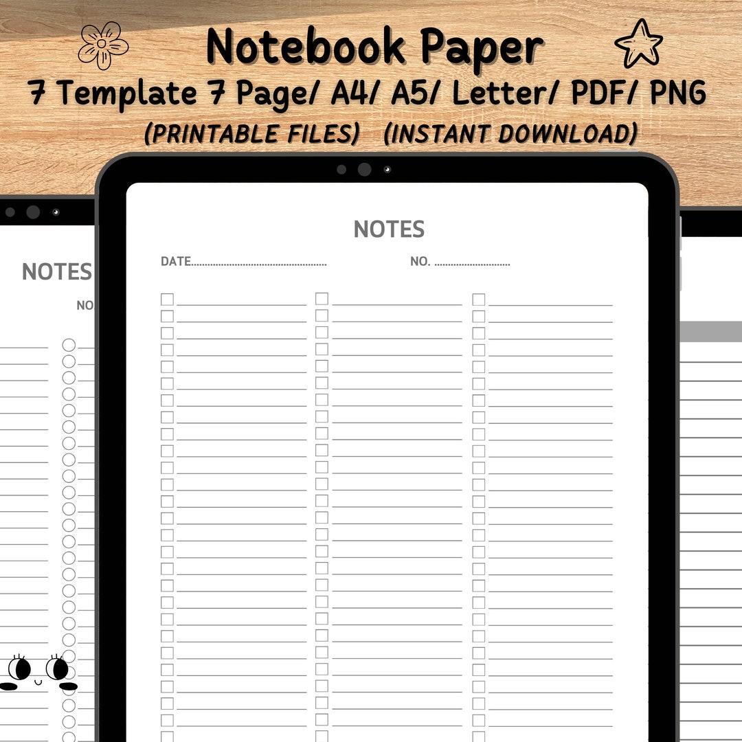 Digital Notebook, Notebook Paper, Notes Page, Goodnotes Notebook, iPad ...