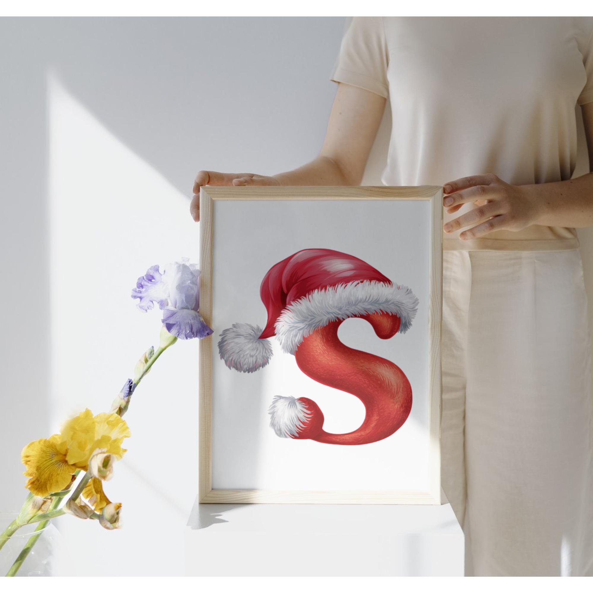 Christmas Alphabet & Number Clipart, Red Letters With Santa Hats ...