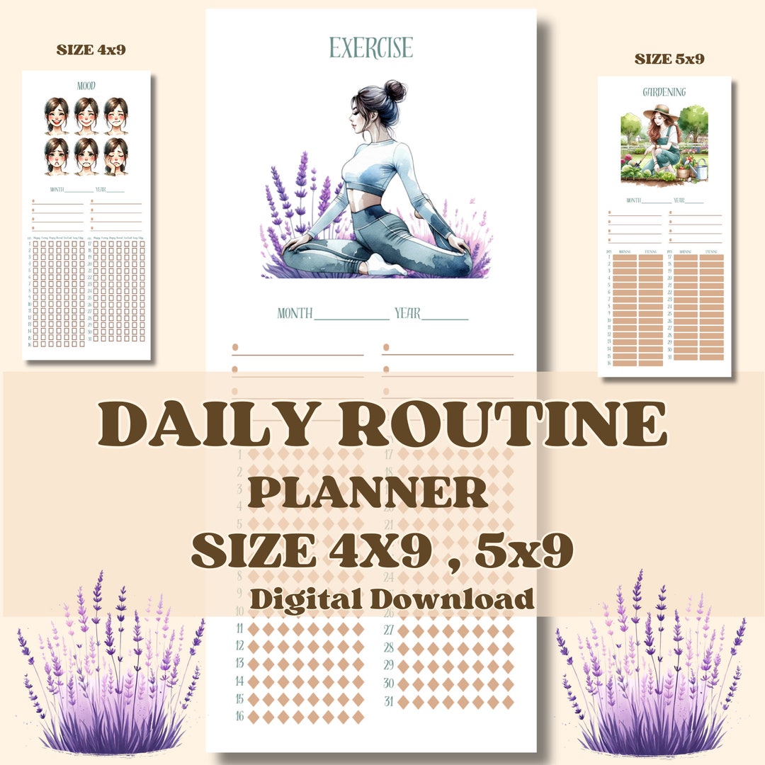 Watercolor Daily Routine Planner Inserts, Printable Planner PDF/PNG ...