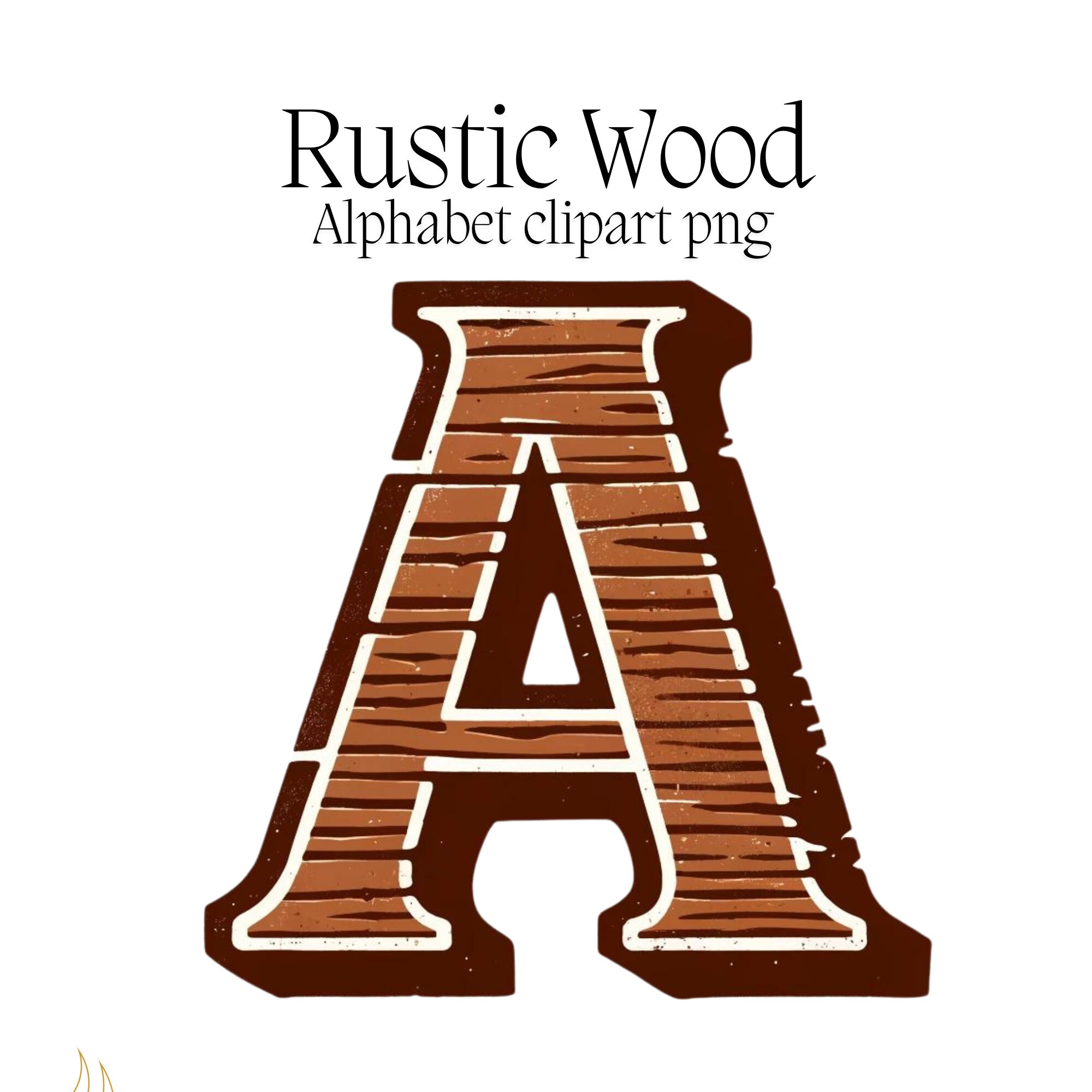 Rustic Wood Alphabet Clipart PNG 26 Letters Clipart, High-res Alphabet ...