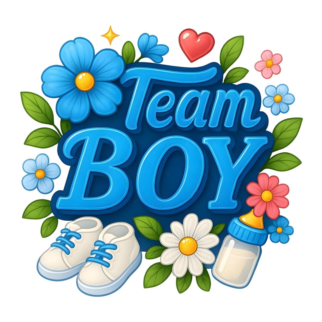Team Boy Baby Shower PNG, Blue Floral Boy PNG, Baby Announcement PNG ...