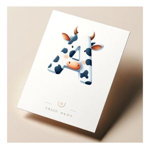 Watercolor Cow Alphabet & Number Clipart 36 PNG Collection, Alphabet ...