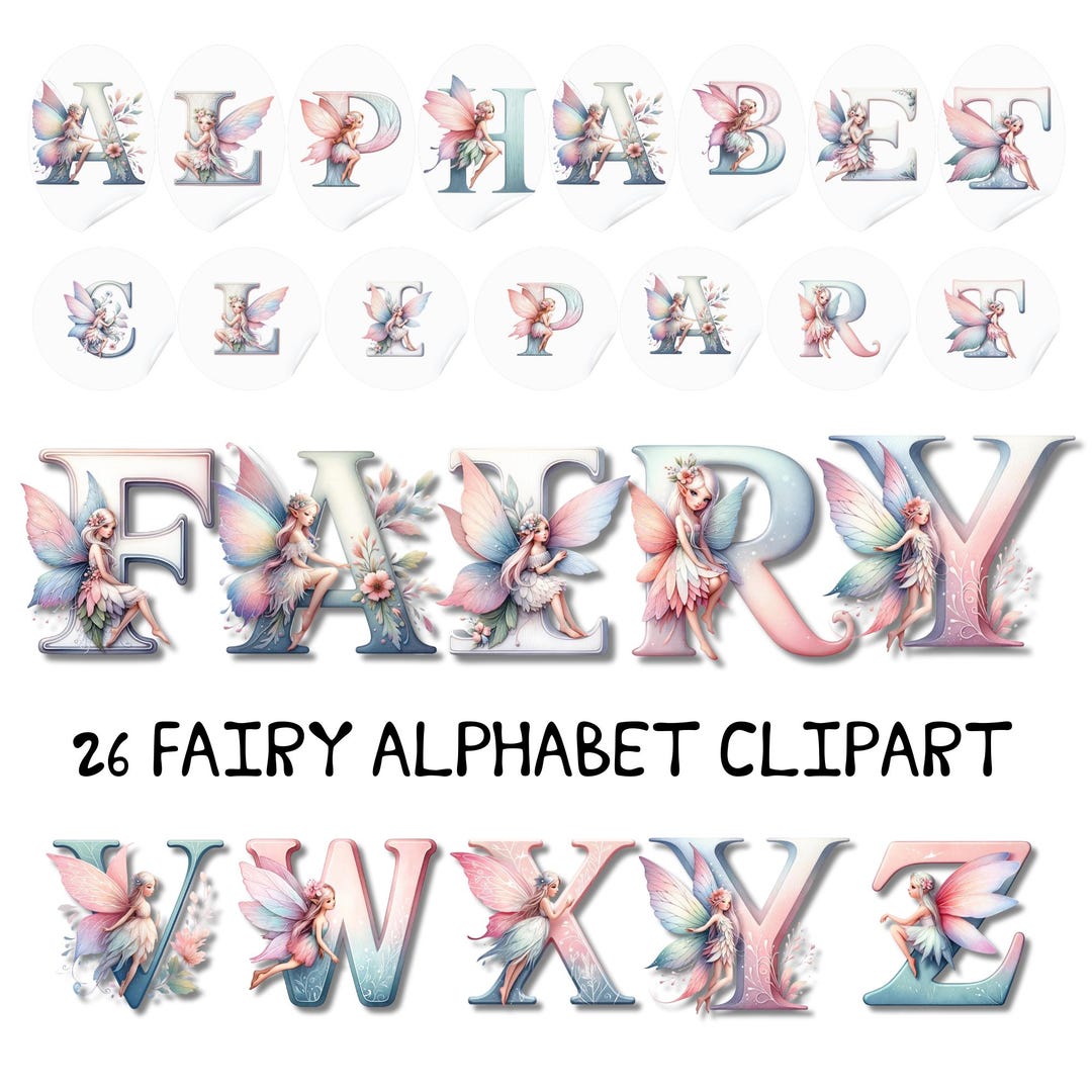 26 Fairy Alphabet Clipart, Fantasy Letters PNG, Pastel Letters Png ...
