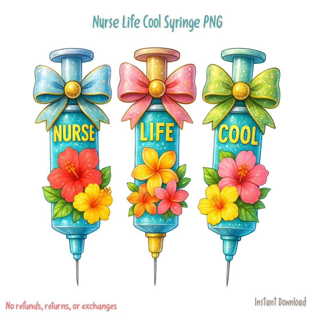 Floral Nurse Syringe PNG, Nurse Appreciation Clipart (digital Download ...
