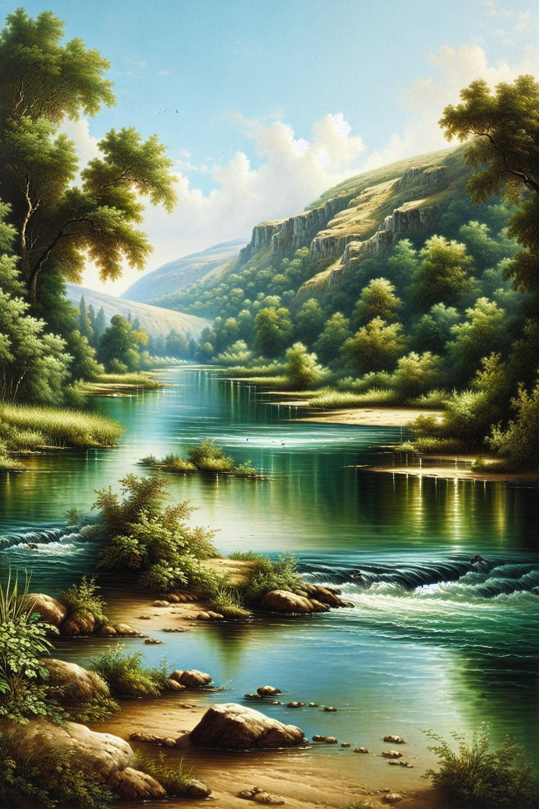 Jordan River. Printable Digital Wall Art, Digital Painting, Vintage Oil ...