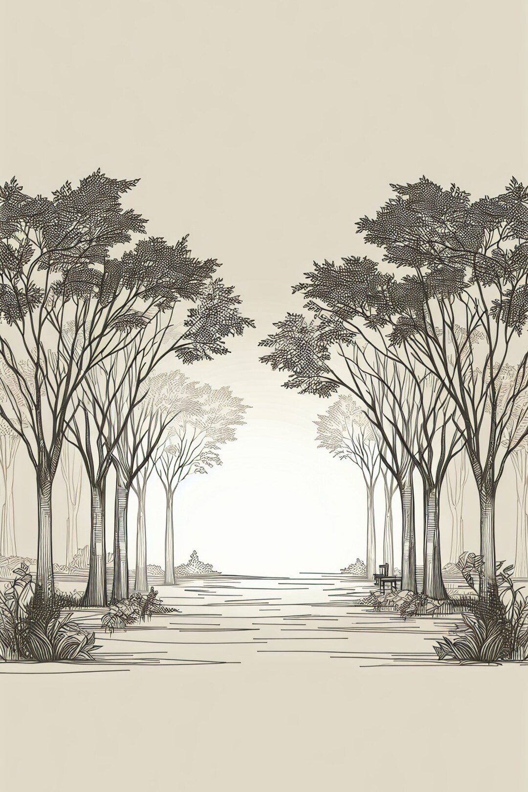 Linear Painting of a Grove. Linear Painting, Contemporary Painting ...