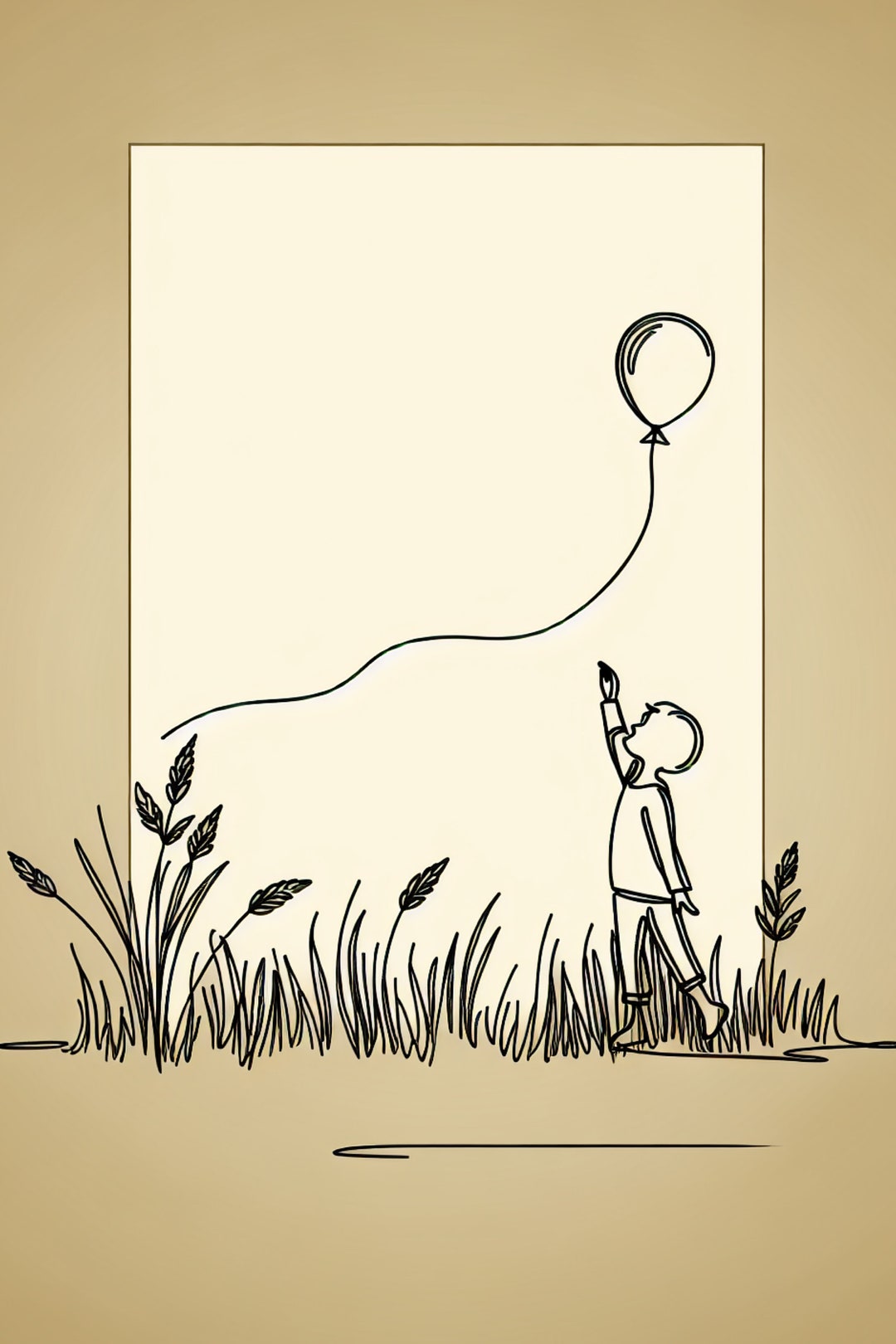 Linear Painting of a Boy Reaching for His Globe, Linear Painting ...